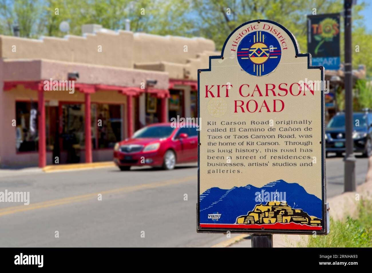 Kit Carson road sign in historic district of Taos New Mexico Stock ...