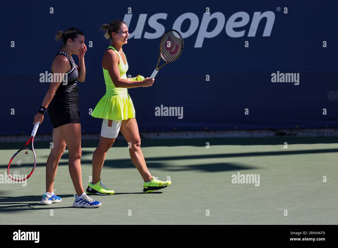Marta Kostyuk and Elena-Gabriela Ruse in action during a women's ...