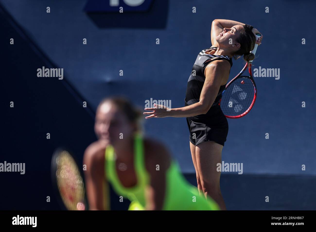 Marta Kostyuk and Elena-Gabriela Ruse in action during a women's ...