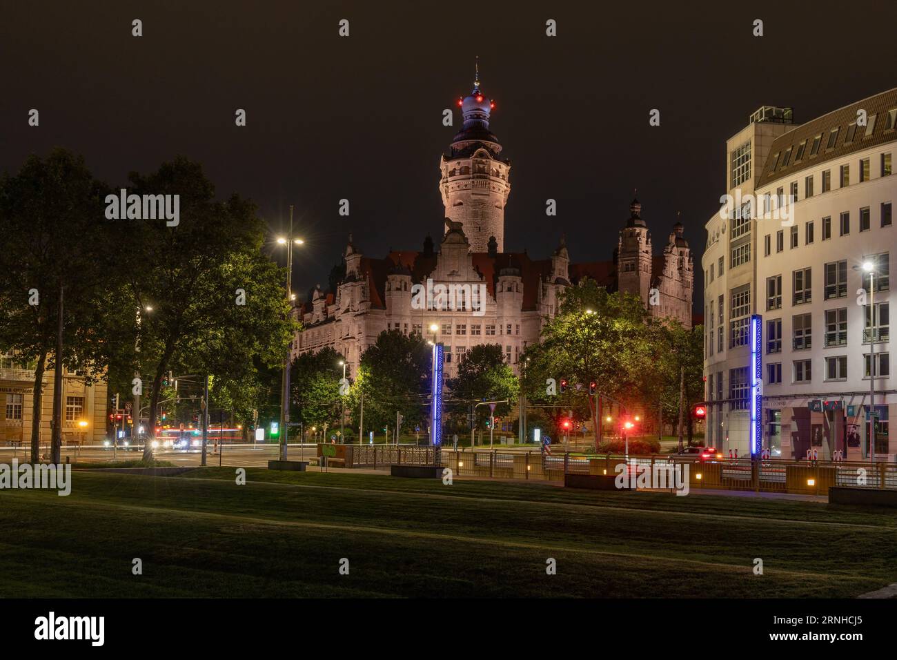 town hall in Leipzig at night Stock Photo - Alamy