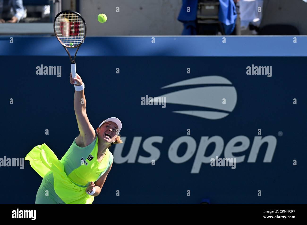 Jelena Ostapenko in action during a women's singles match at the 2023 ...