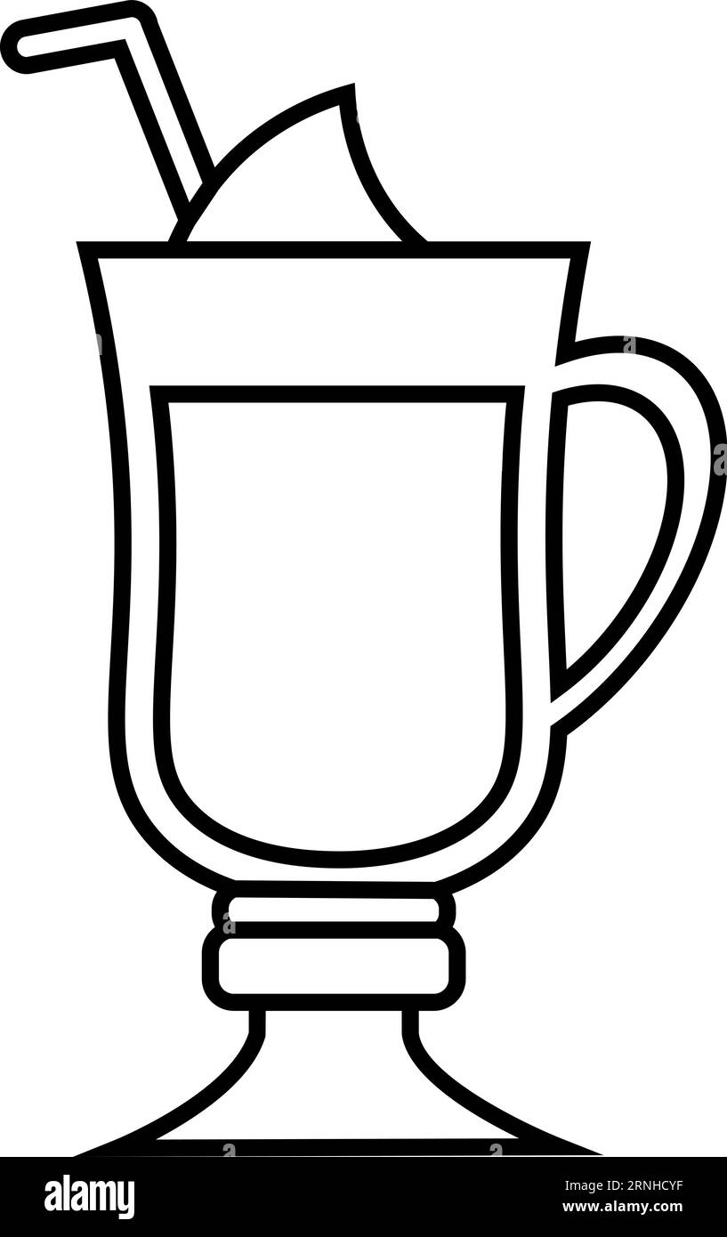 Cocktail glass linear icon. Cold coffee drink Stock Vector Image & Art ...