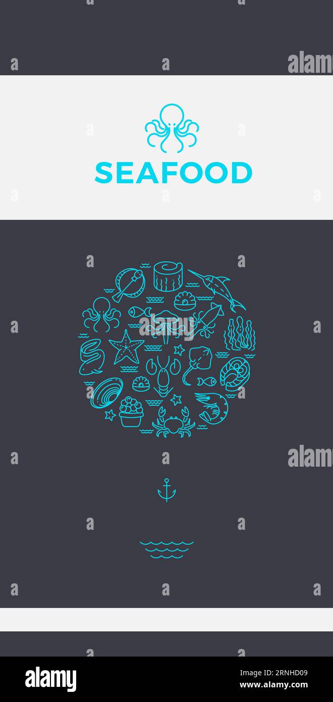 Seafood flyer cover template. Menu brochure layout Stock Vector Image ...