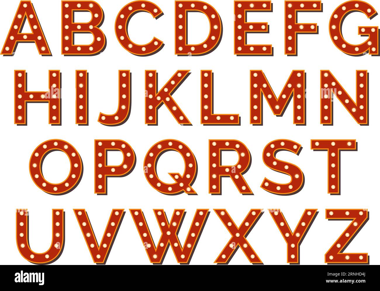 Retro bulb letters. Vintage electric lamp font Stock Vector Image & Art ...