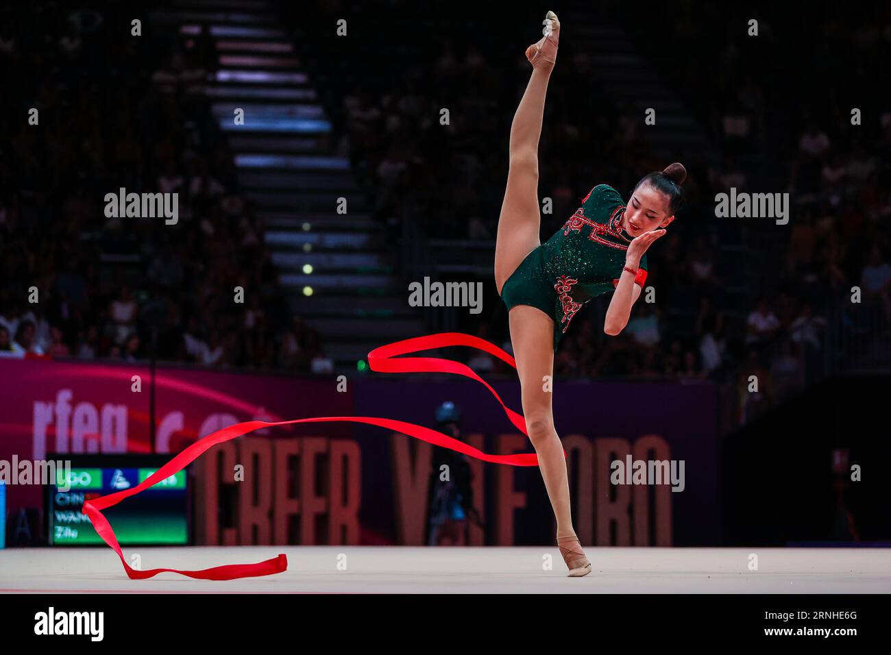 Zilu Wang (CHN) seen in action during 40th FIG Rhythmic Gymnastics World Championships Valencia ...