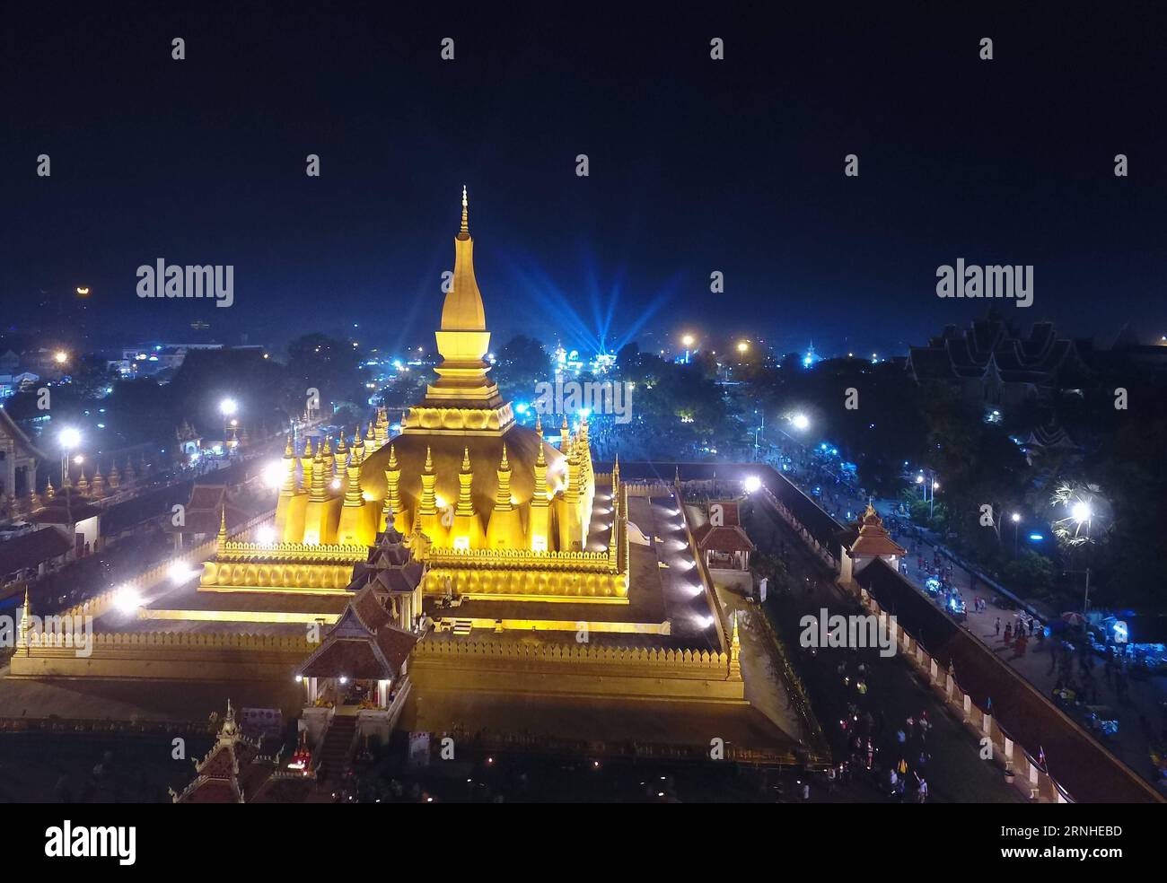 Photo taken on Nov. 12, 2016 by a drone shows the night view of That ...