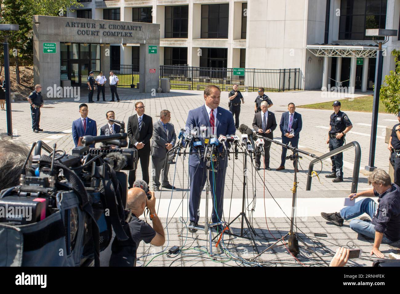 Suffolk County District Attorney Ray Tierney speaks to the media in ...