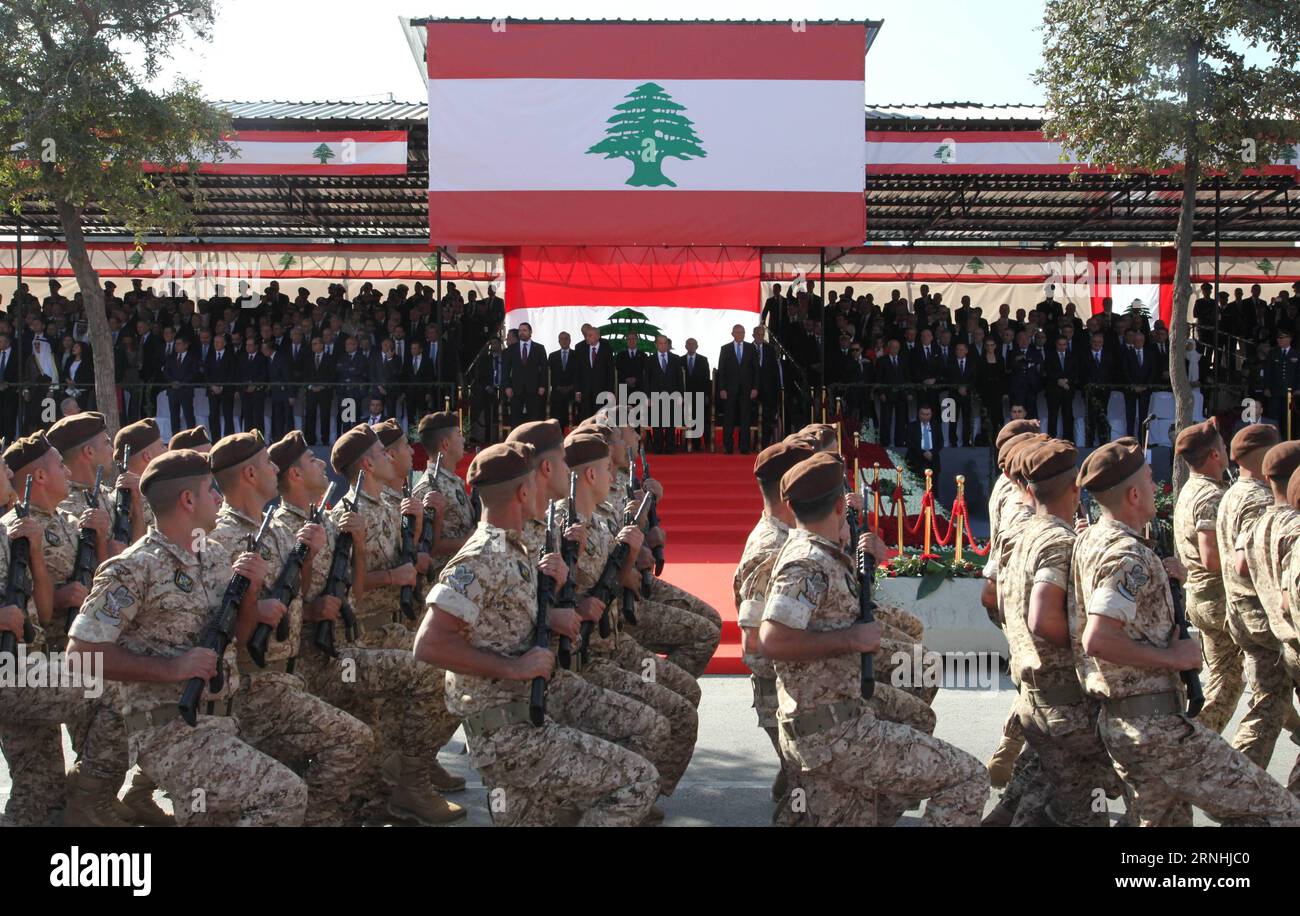 (161122) -- BEIRUT, Nov. 22, 2016 -- Lebanese soldiers march during the ...