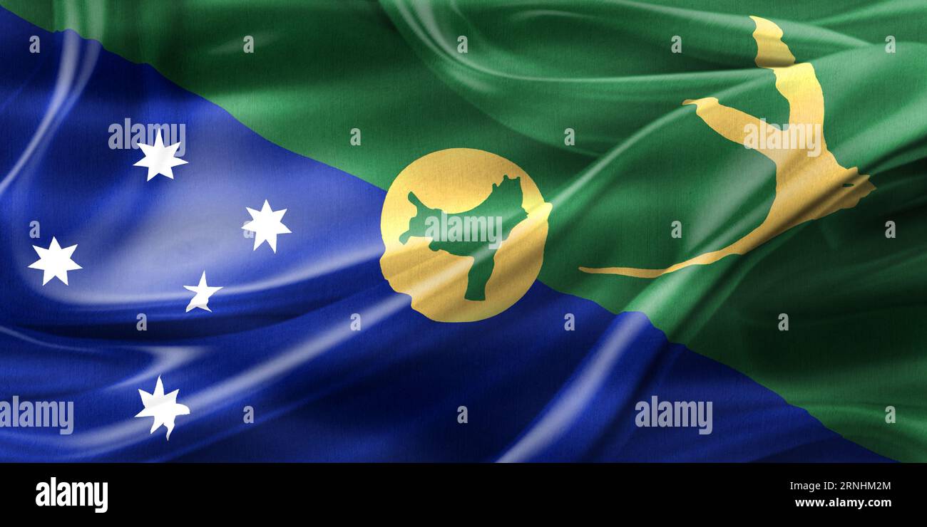 Christmas Island flag - realistic waving fabric flag Stock Photo - Alamy