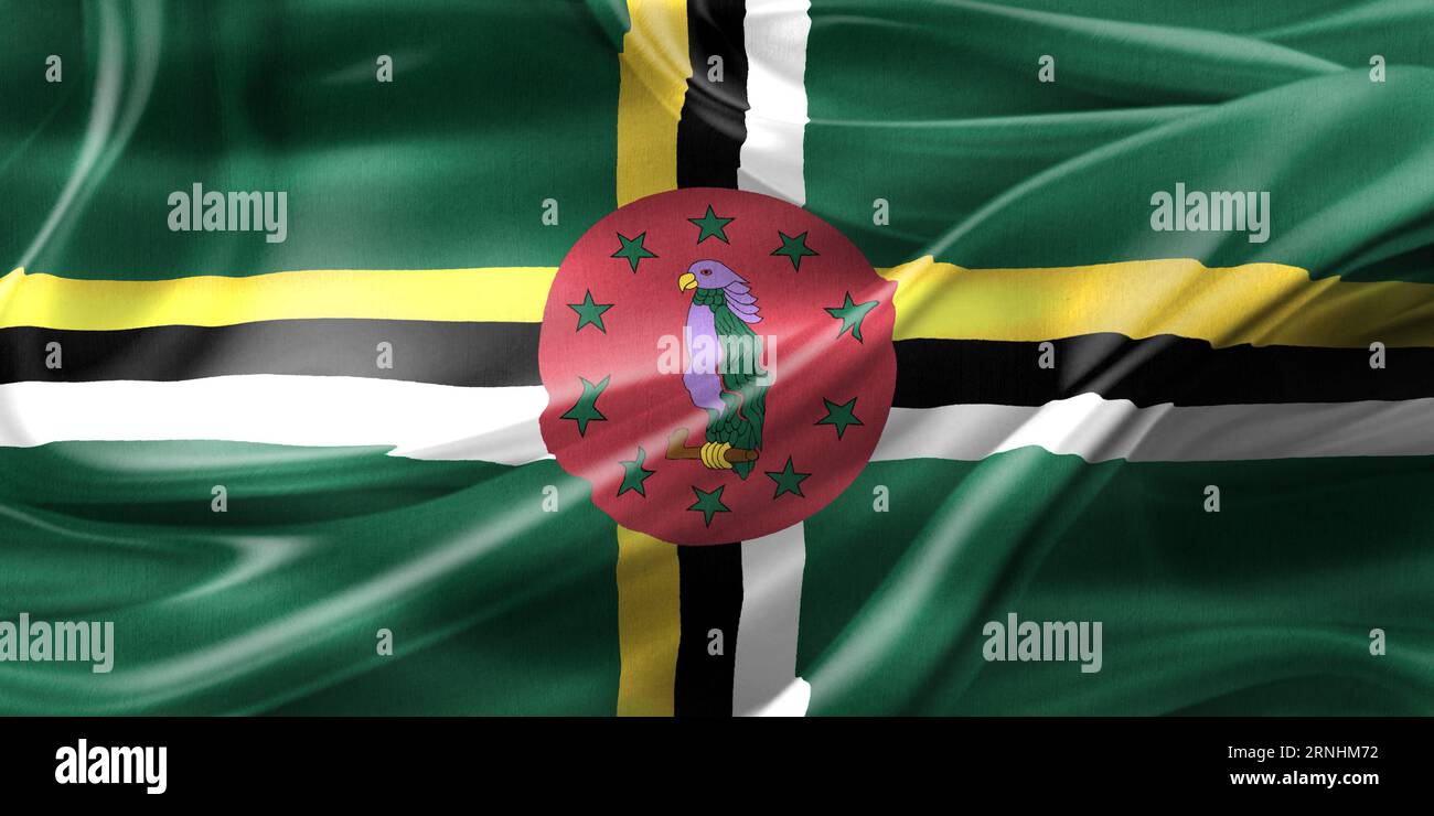 Realistic dominica flag waving hi-res stock photography and images - Alamy
