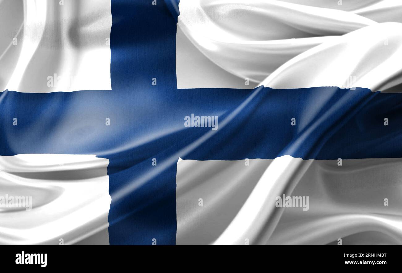 Finland flag - realistic waving fabric flag Stock Photo - Alamy