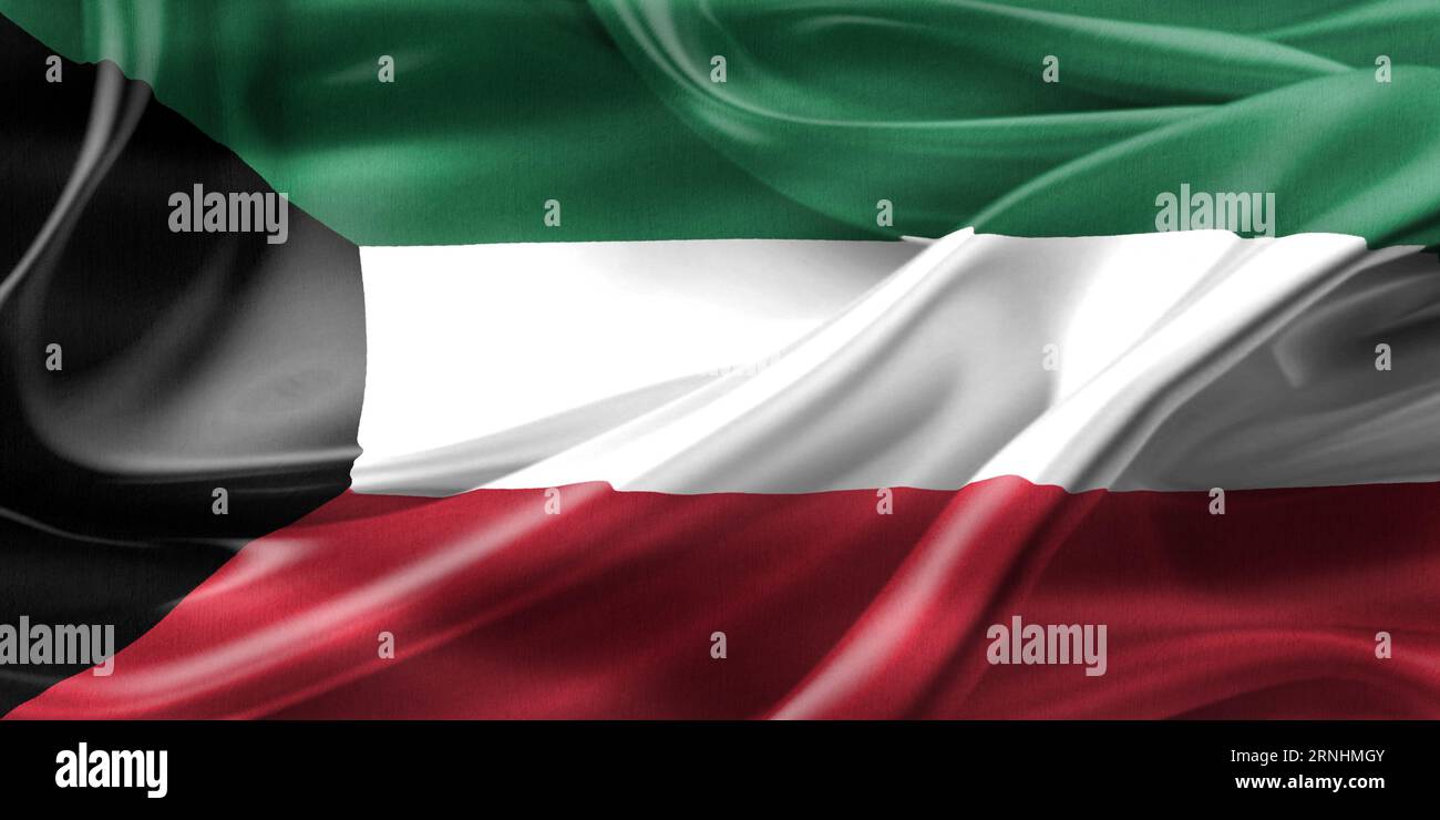 Kuwait flag - realistic waving fabric flag Stock Photo - Alamy