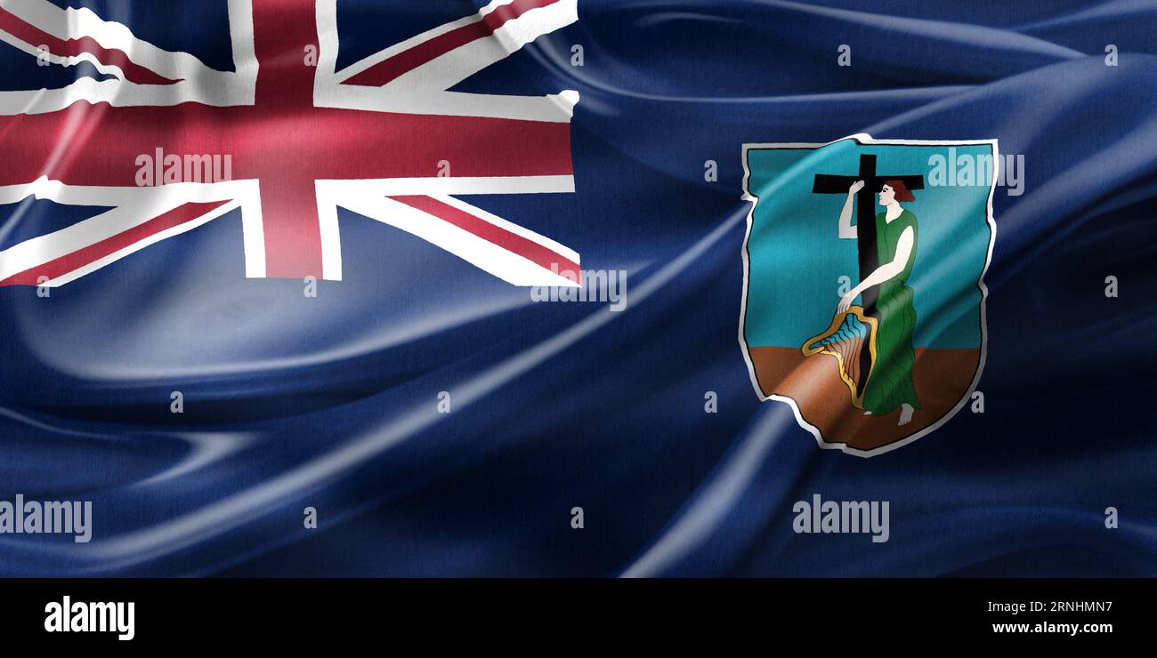 Montserrat flag - realistic waving fabric flag Stock Photo - Alamy