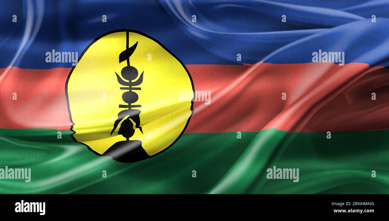 New Caledonia flag - realistic waving fabric flag Stock Photo - Alamy