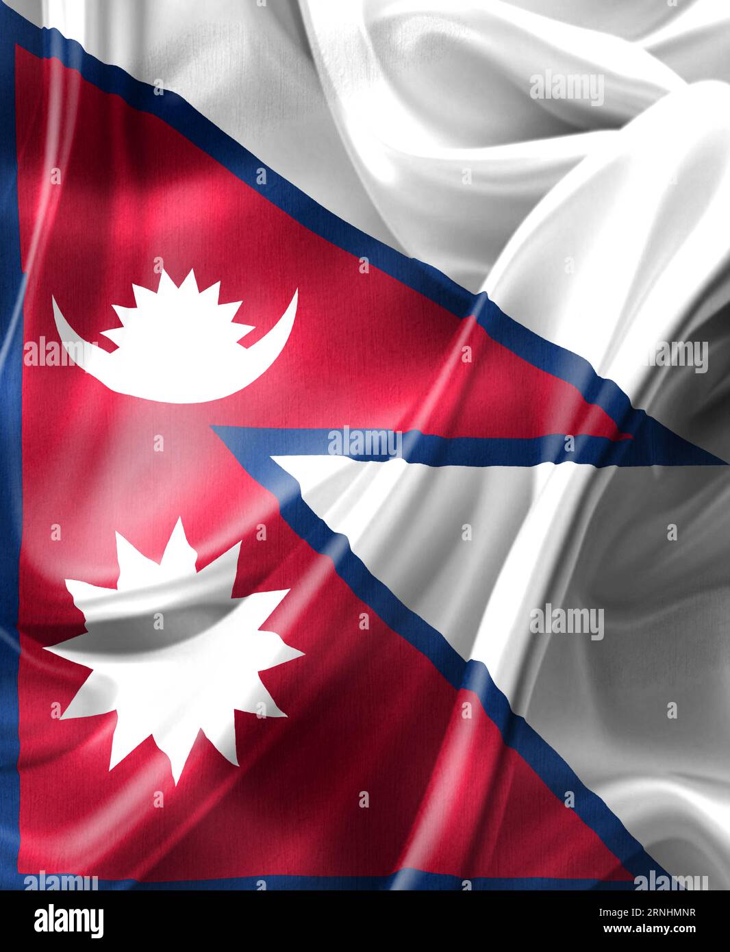 Nepal flag - realistic waving fabric flag Stock Photo - Alamy