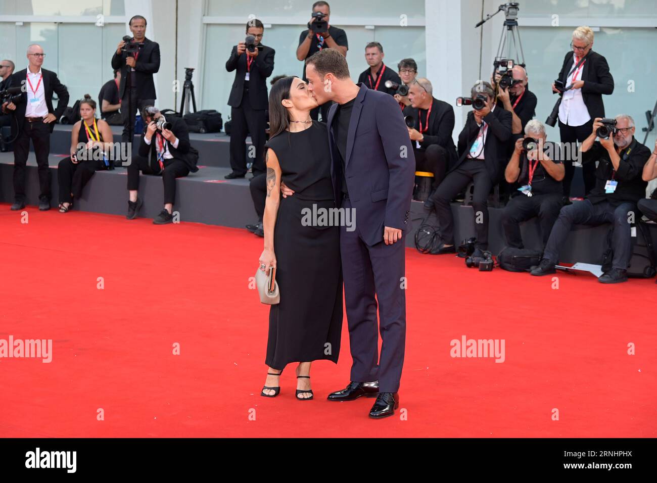 Venice Lido, Italy. 01st Sep, 2023. Matteo Olivetti (l) and wife (r ...