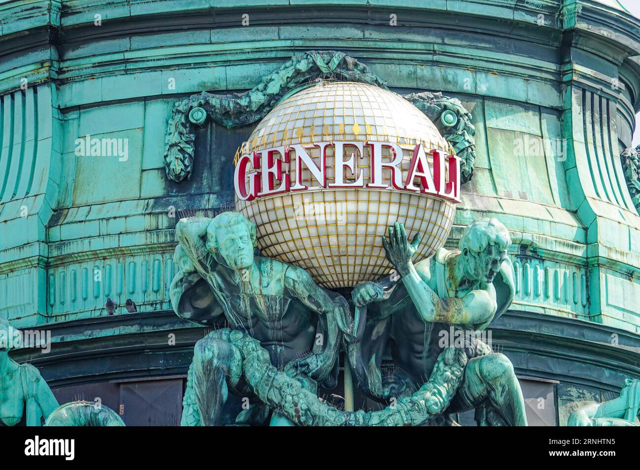 Wien, Austria - August 2023 Generali building, decorated with ...