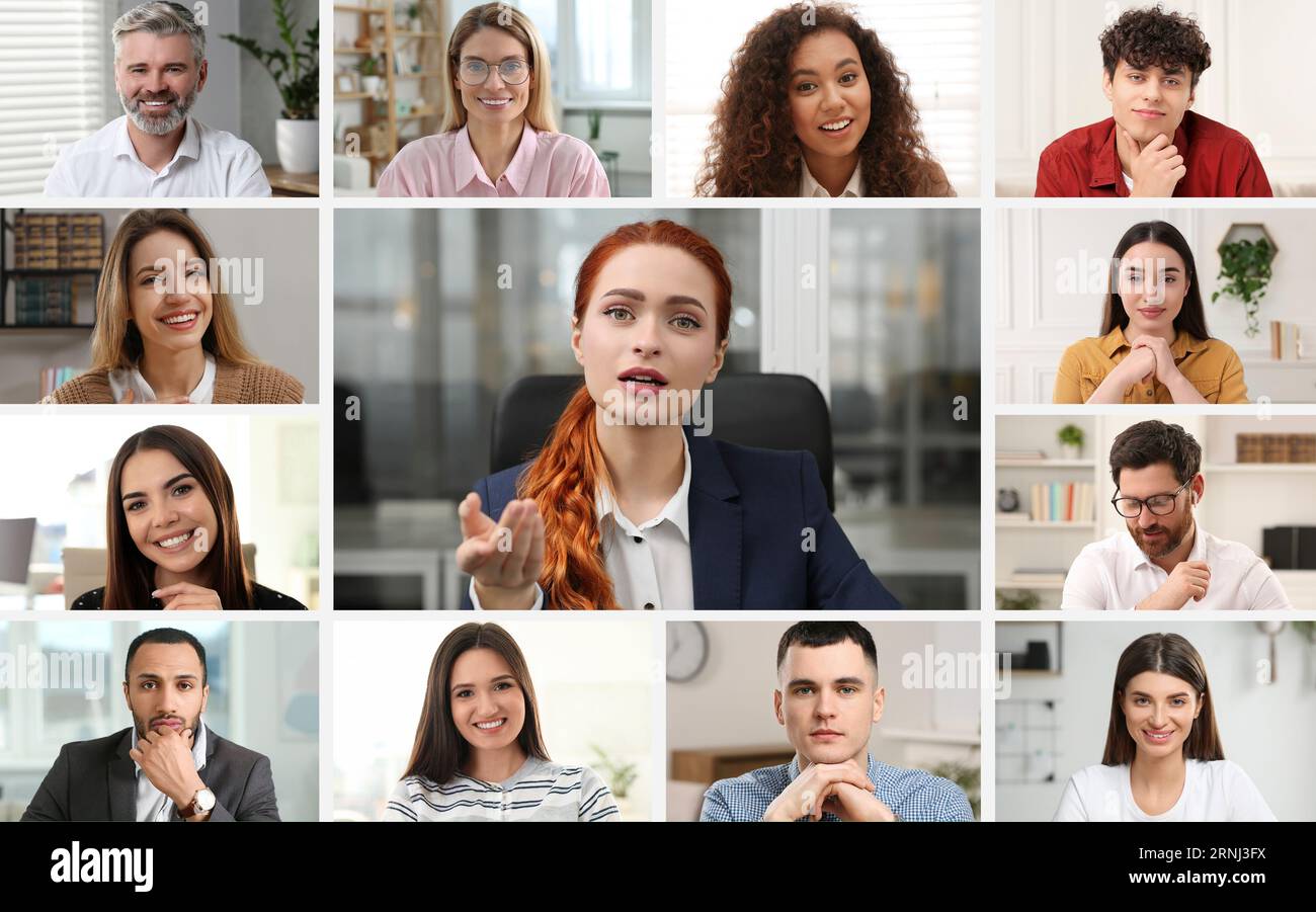 Collage men women smiling camera hi-res stock photography and images ...