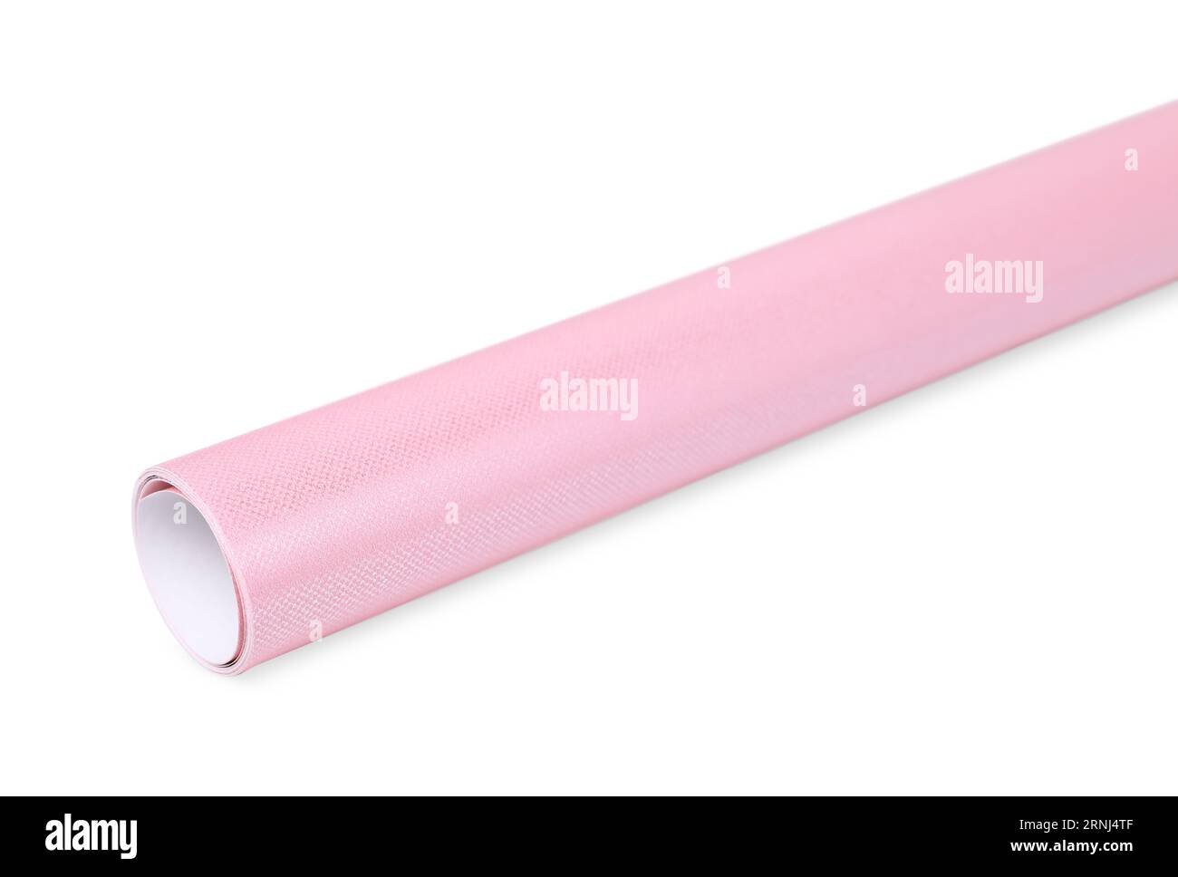 Roll of pink wrapping paper on white background Stock Photo - Alamy