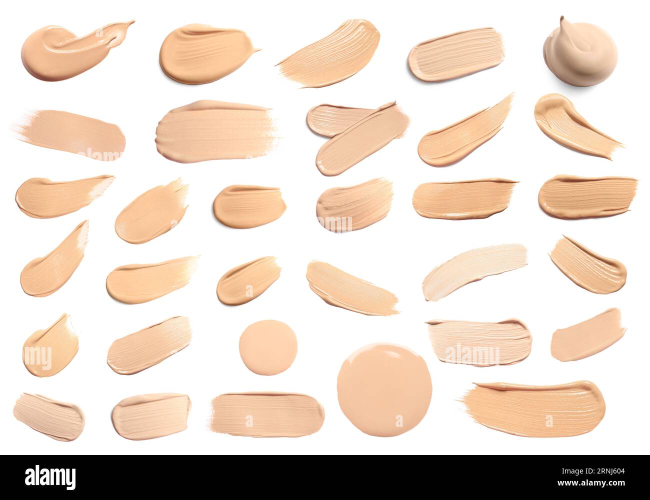 Foundations of various shades and textures for different skin tones and ...