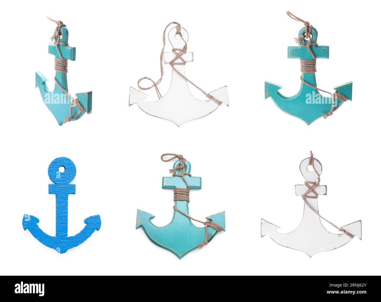 Set with different anchors isolated on white Stock Photo - Alamy