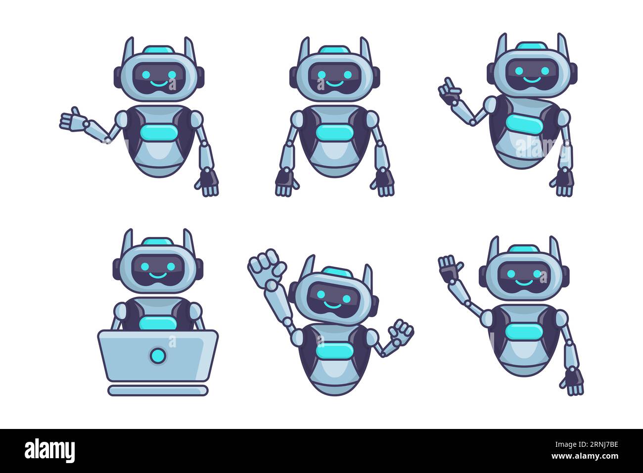 Robot Mascot Character Vector Illustration Robot Cartoon Pose Set Design Stock Vector Image
