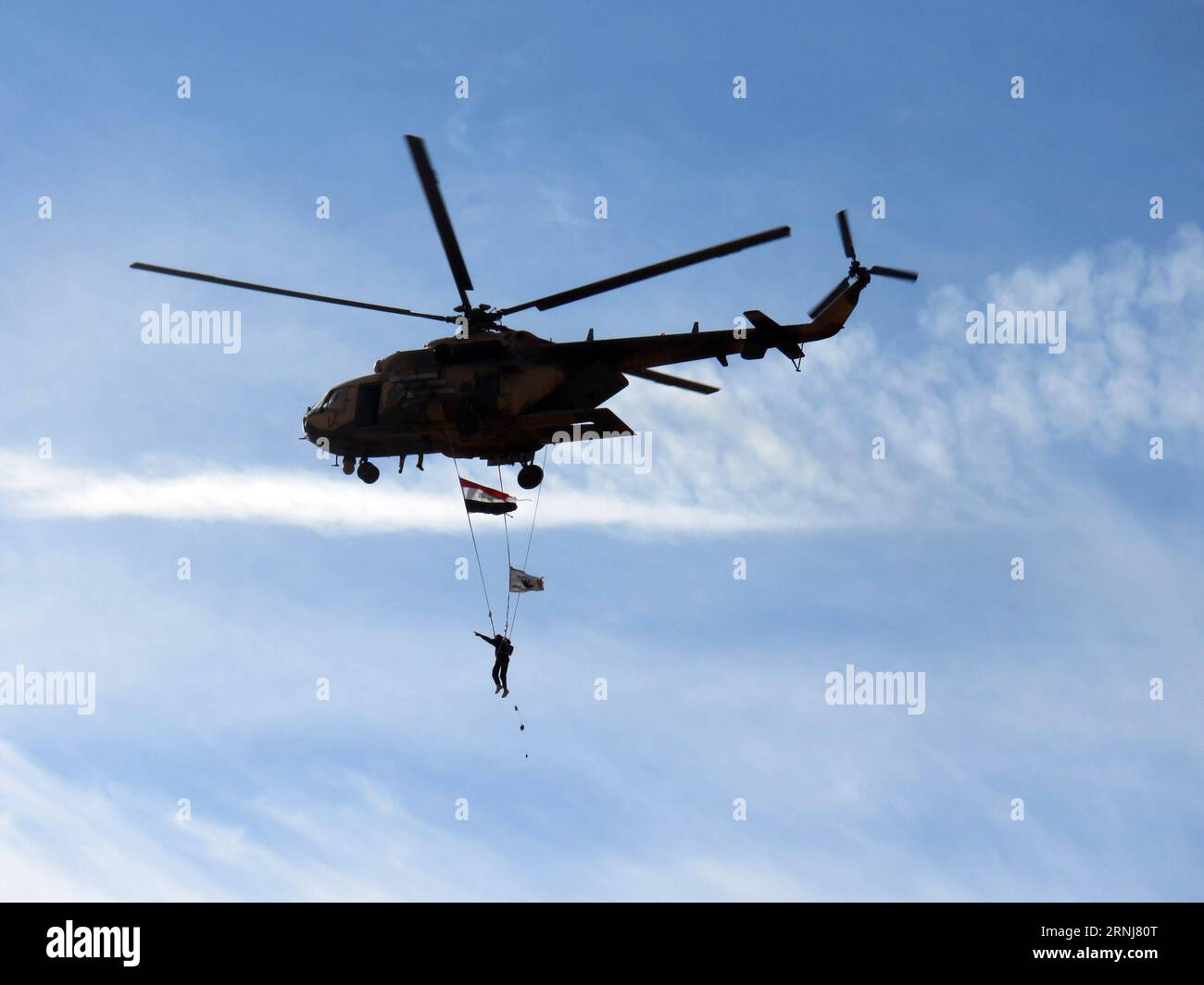 (170106) -- BAGHDAD, Jan. 6, 2017 -- An Iraqi army helicopter flies ...