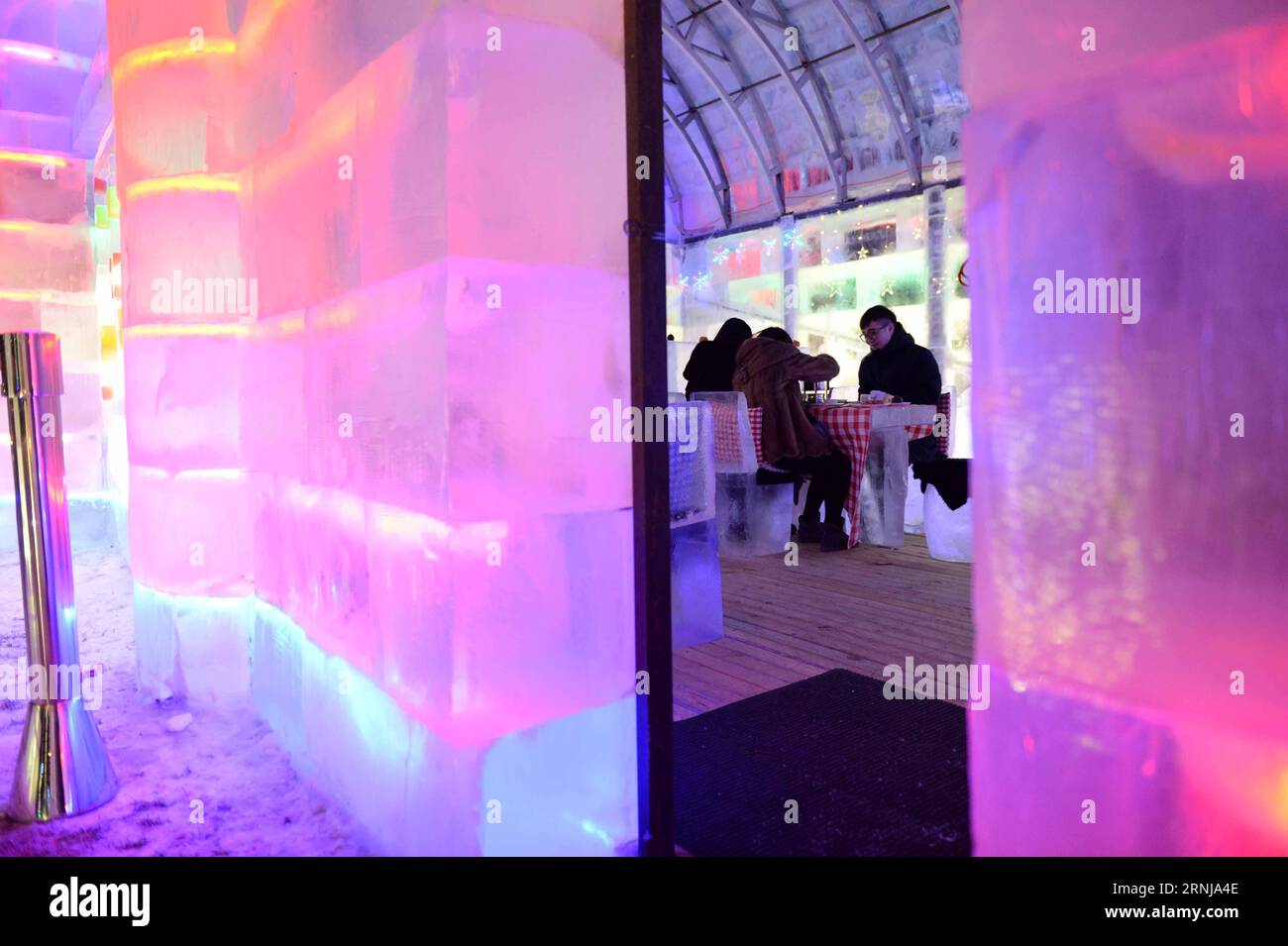 People enjoy a meal in an ice restaurant in Harbin, northeast China s ...
