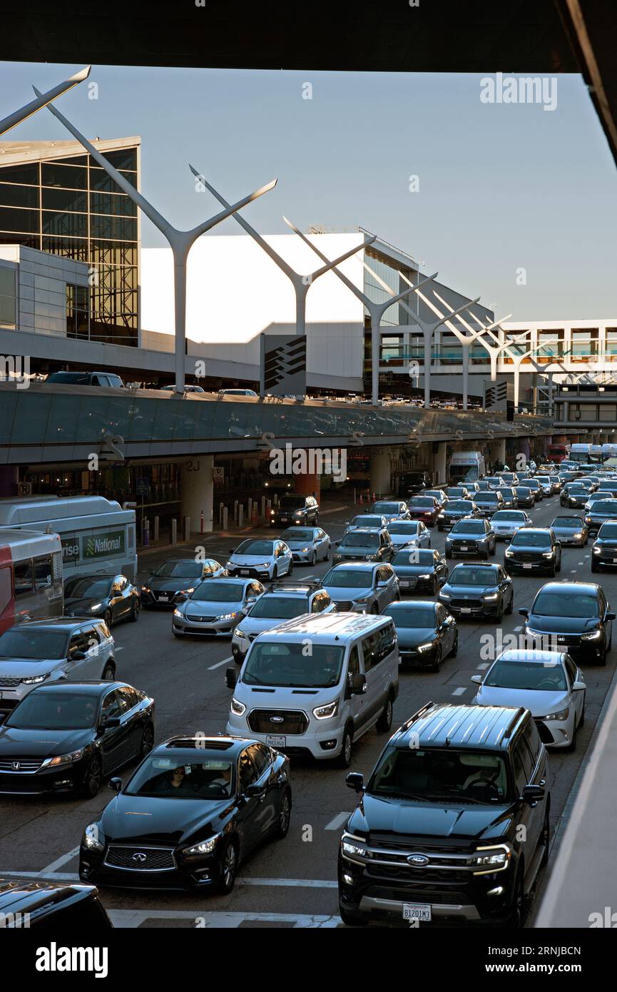 Heavy taffic inside LAX, Los Angeles' International Airport Stock Photo ...