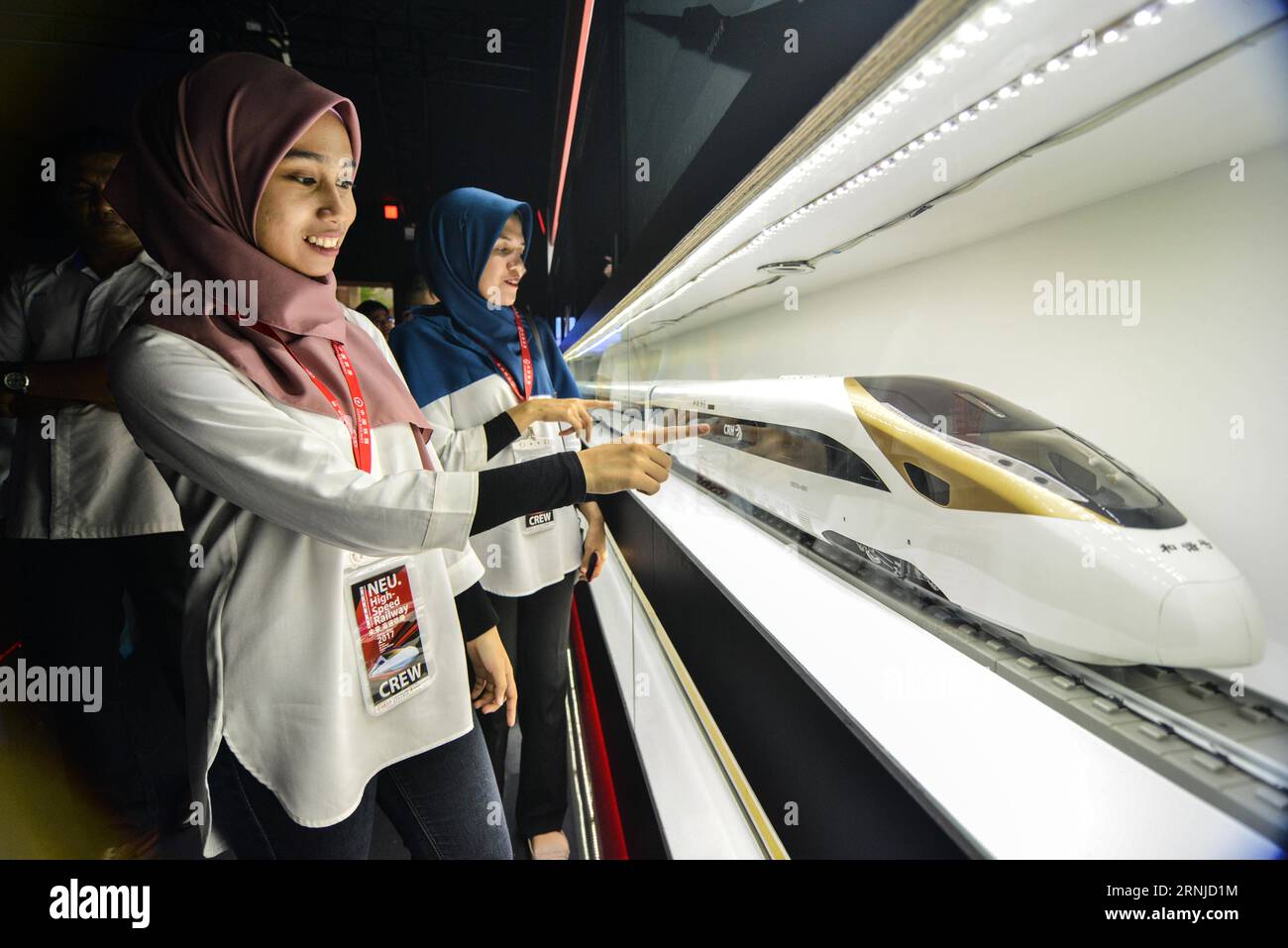A model of China s bullet train is on display at an exhibition on high ...