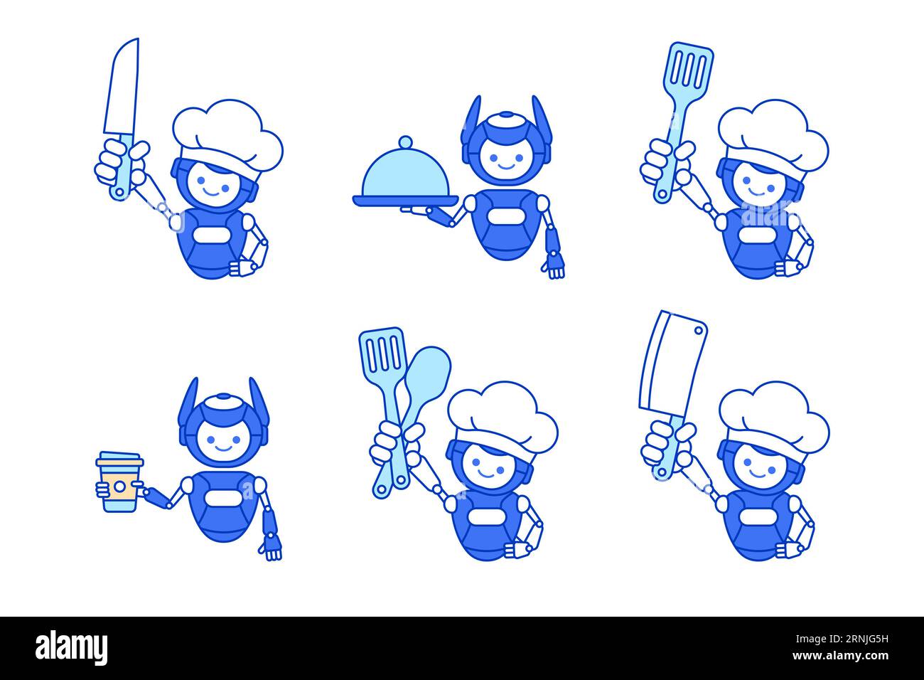 Ai robot chef vector illustration. Cooking robot character illustration ...