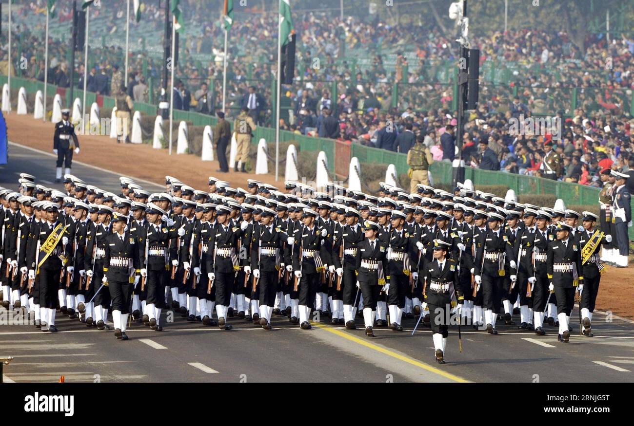 Indian soldiers march during the rehearsal for the Republic Day parade ...