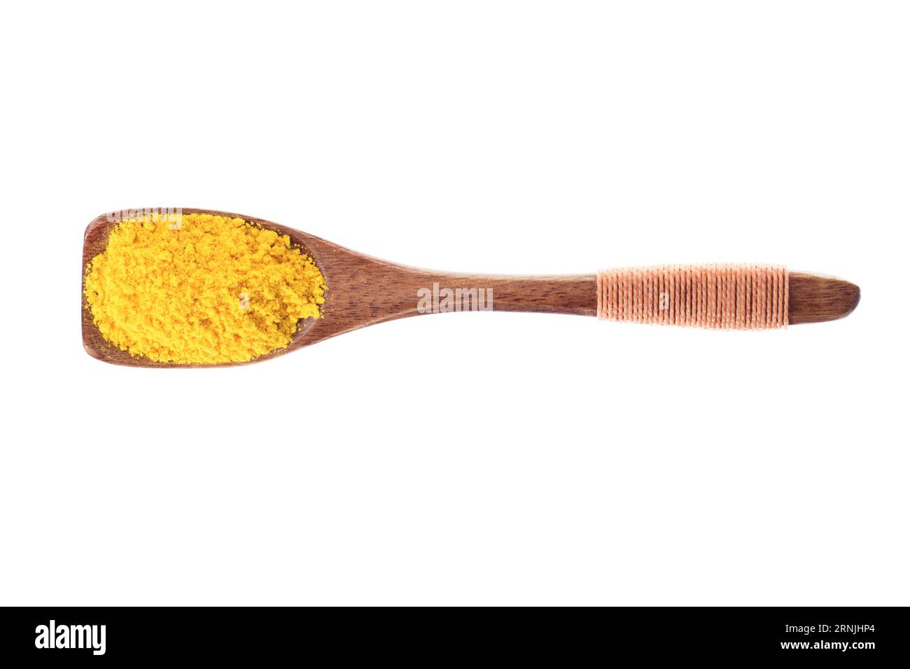 saffron powder in a spoon, top view. condiment isolated on white ...