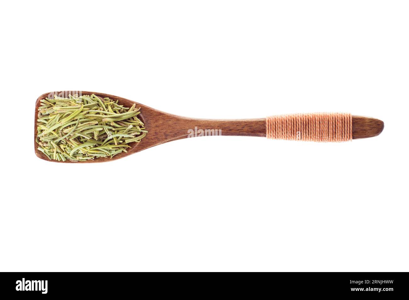 dried rosemary in a spoon, top view. condiment isolated on white ...