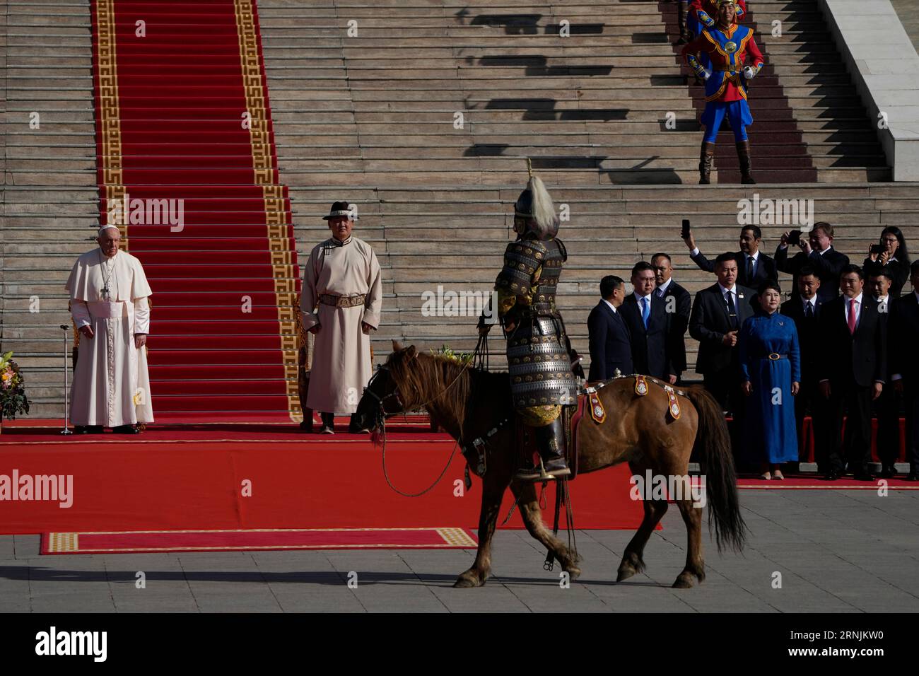 Mongolian President Ukhnaagiin Khurelsukh, right, and Pope Francis meet ...