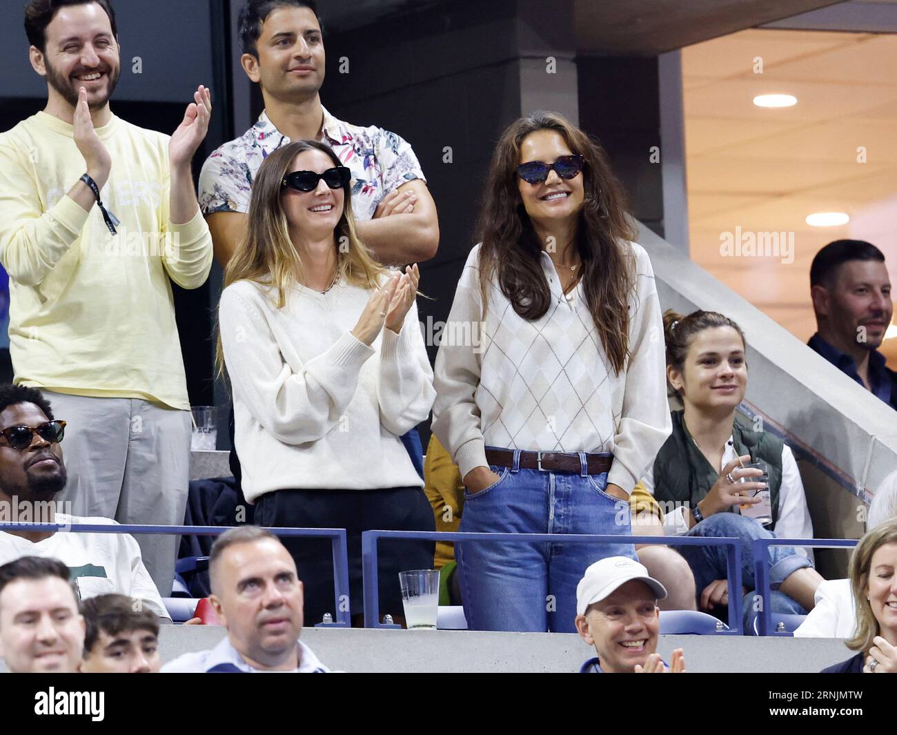 Flushing Meadow, United Stated. 01st Sep, 2023. Katie Holmes watches Coco Gauff play Elise ...