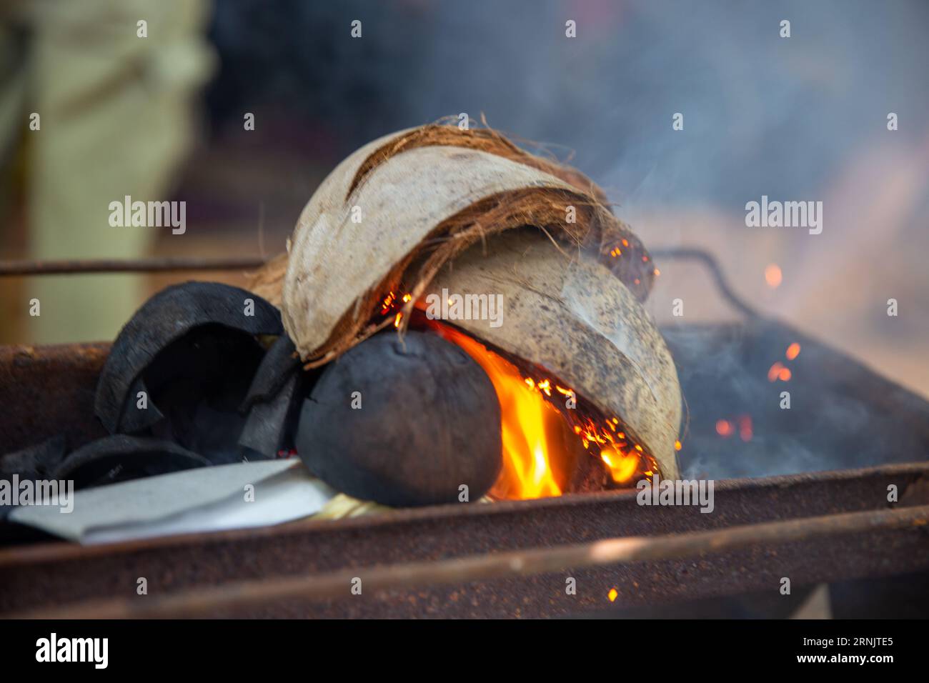 Heated Coconut Shells to use as fuel Stock Photo - Alamy