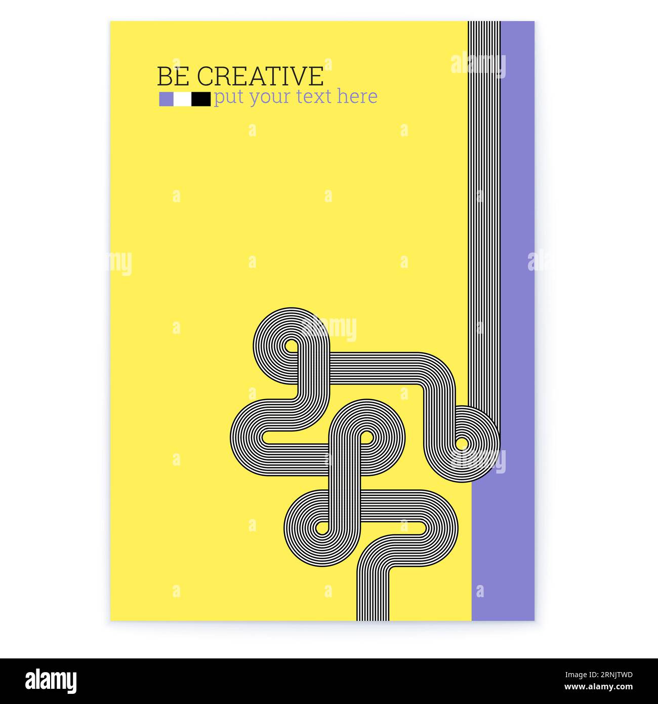 Abstract pattern with bended pipeline strips. Blue yellow retro ...
