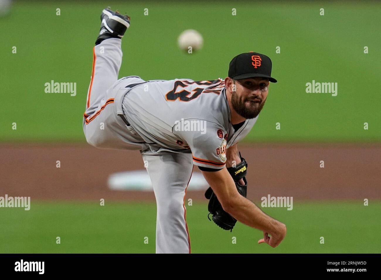 San Francisco Giants starting pitcher Tristan Beck works against a San ...