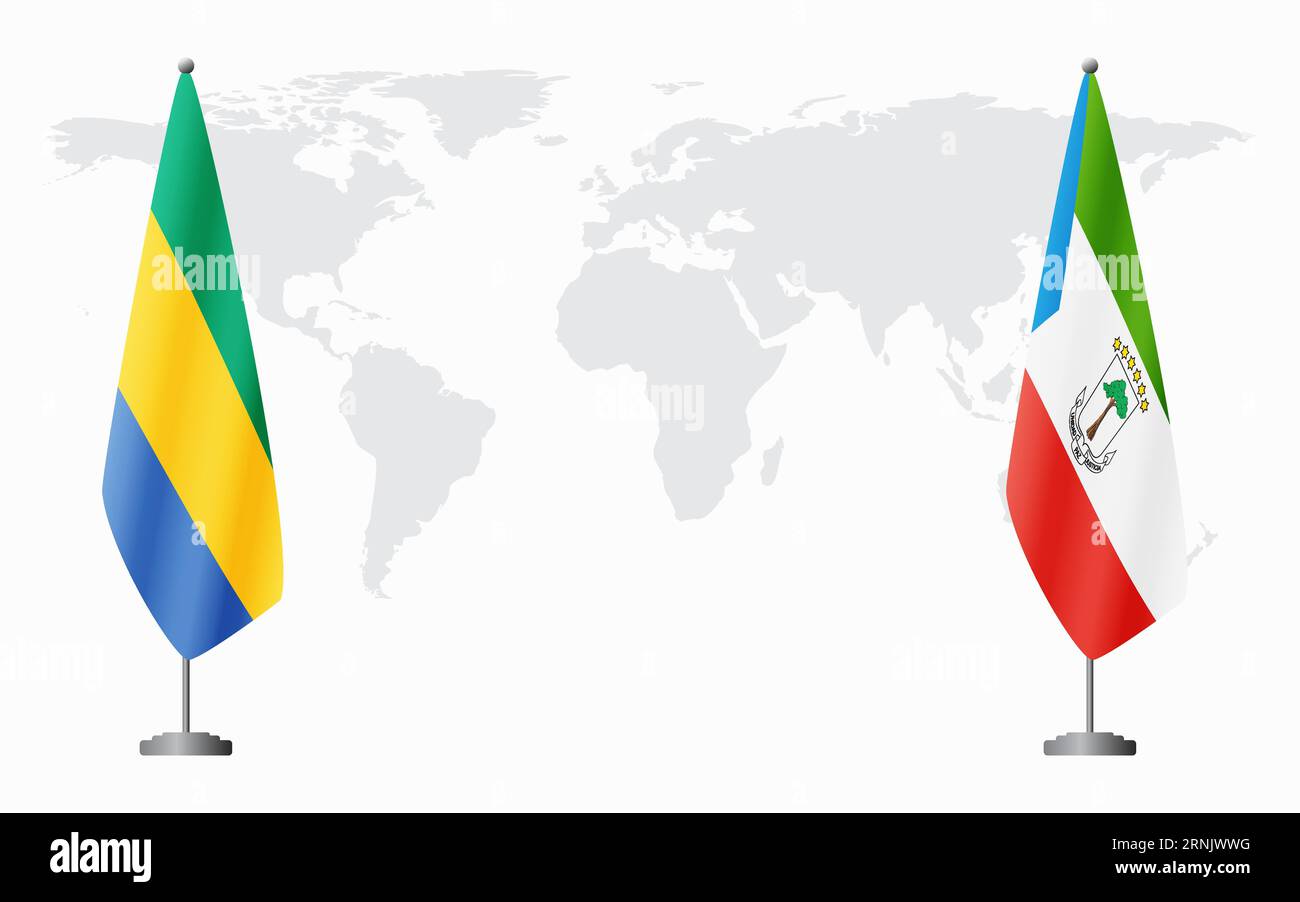 Gabon and Equatorial Guinea flags for official meeting against ...