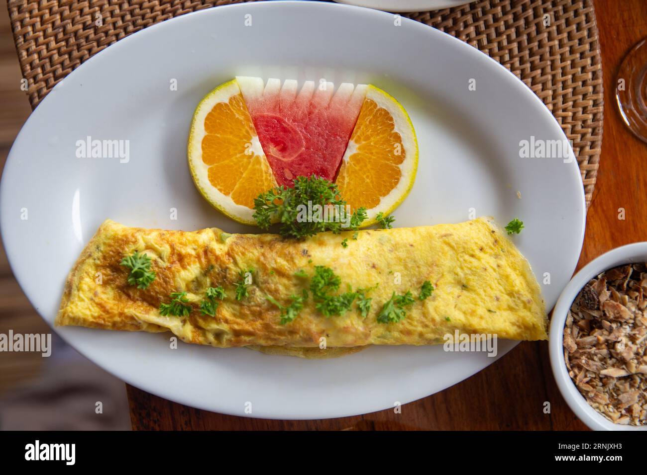 Balanced Healthy Breakfast with granola as room service Stock Photo - Alamy