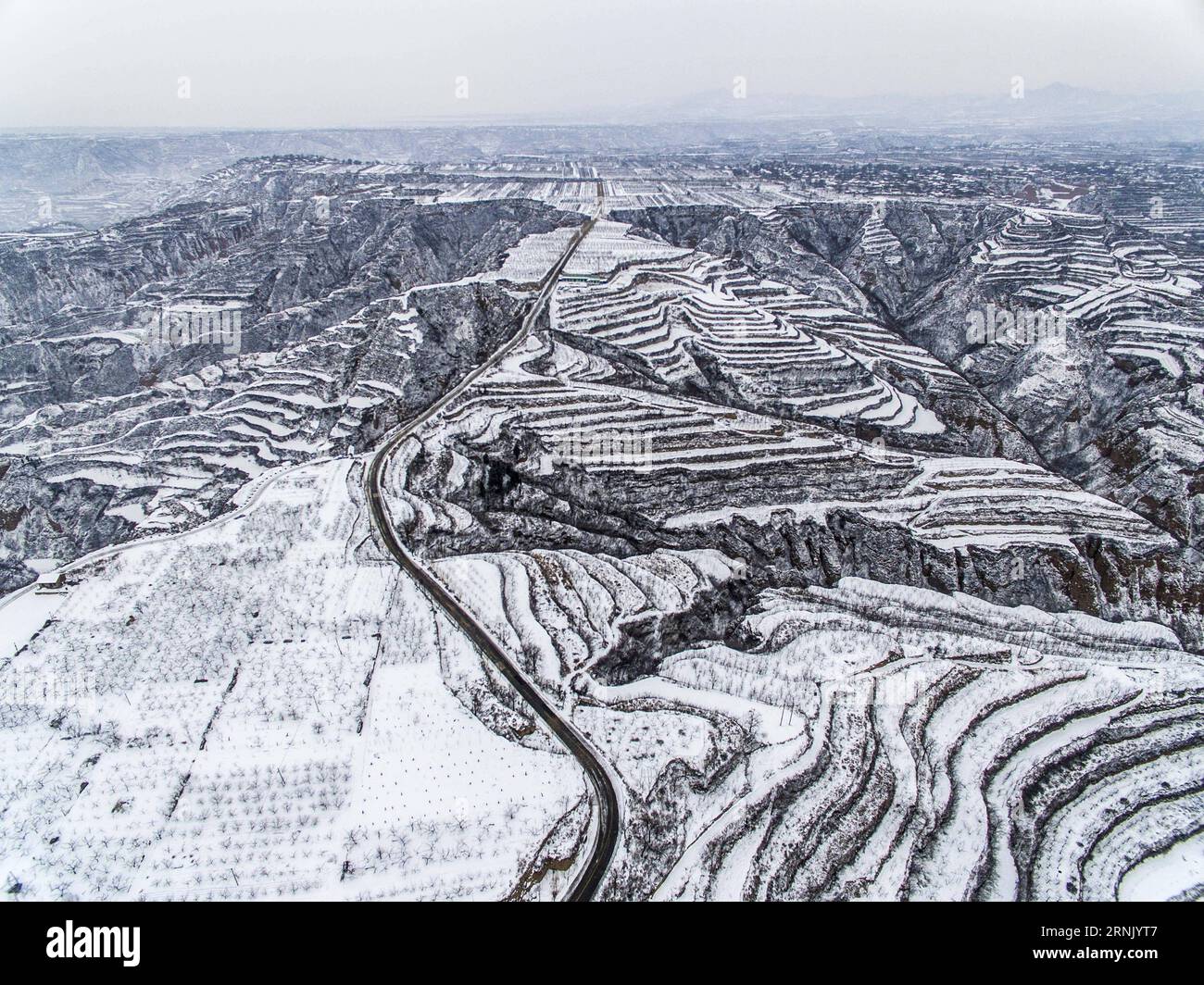 (170222) -- PINGLU, Feb. 22, 2017 -- Aerial photo taken on Feb. 22 ...