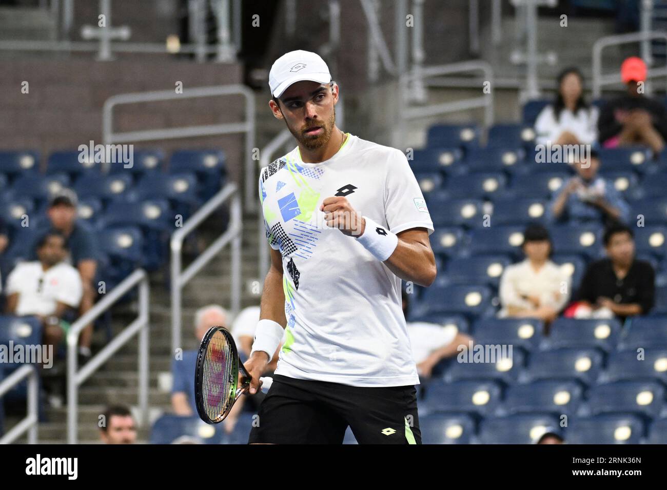 Benjamin Bonzi reacts during a men's singles match at the 2023 US Open ...