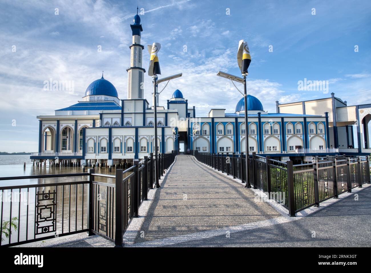 Outdoor scene of the famous architectural floating Tuminah Mosque ...