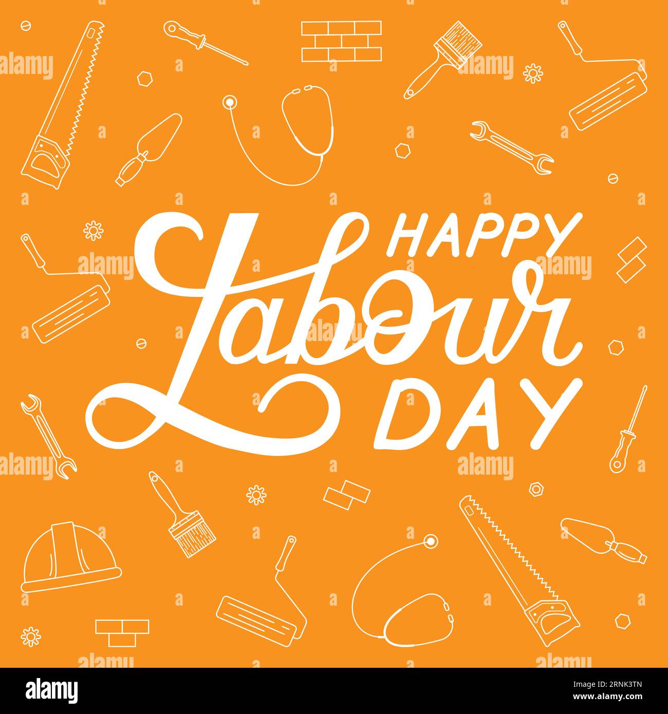 Vector illustration. Labor Day greeting card template. Lettering and ...