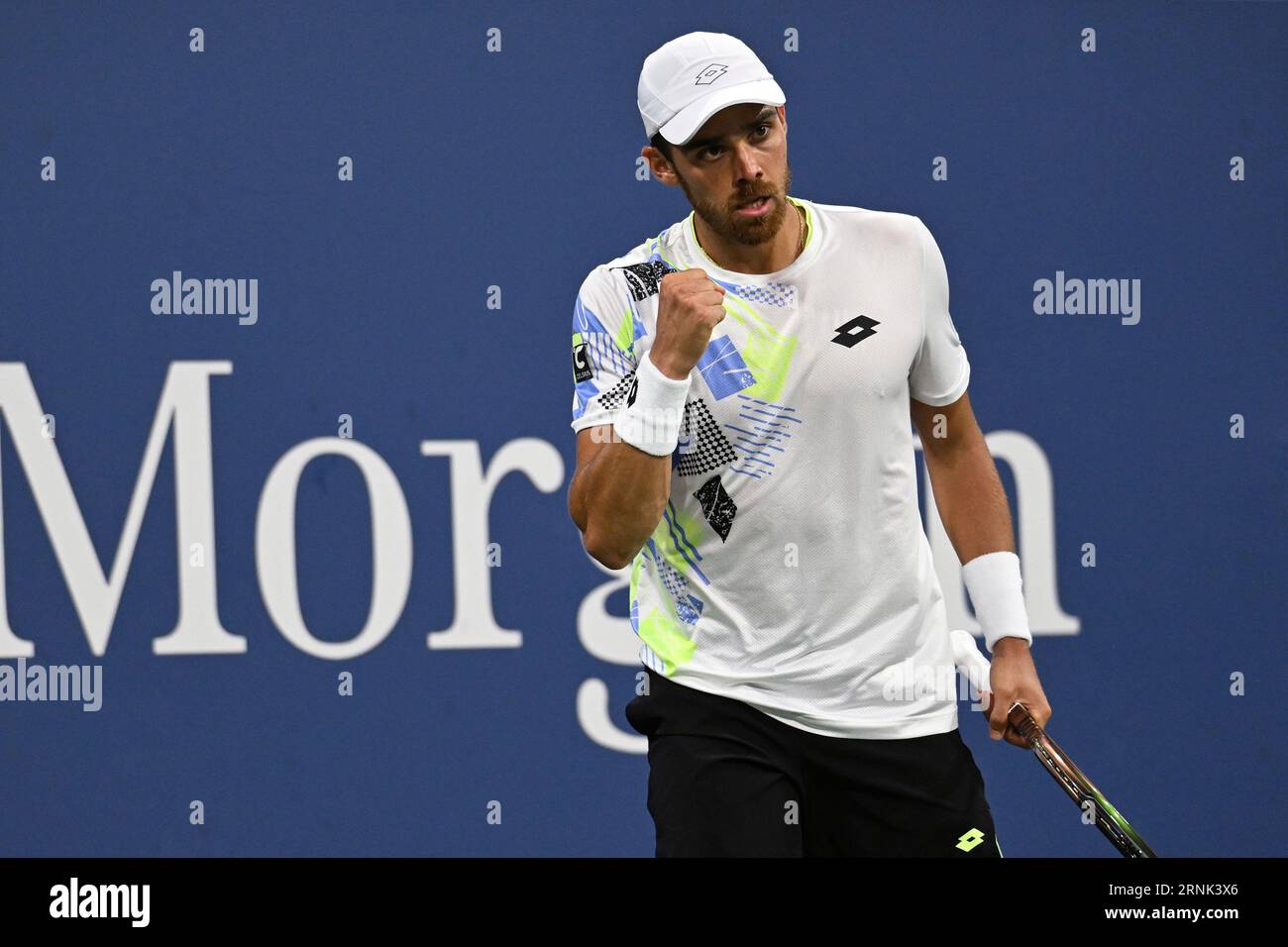 Benjamin Bonzi in action during a men's singles match at the 2023 US ...