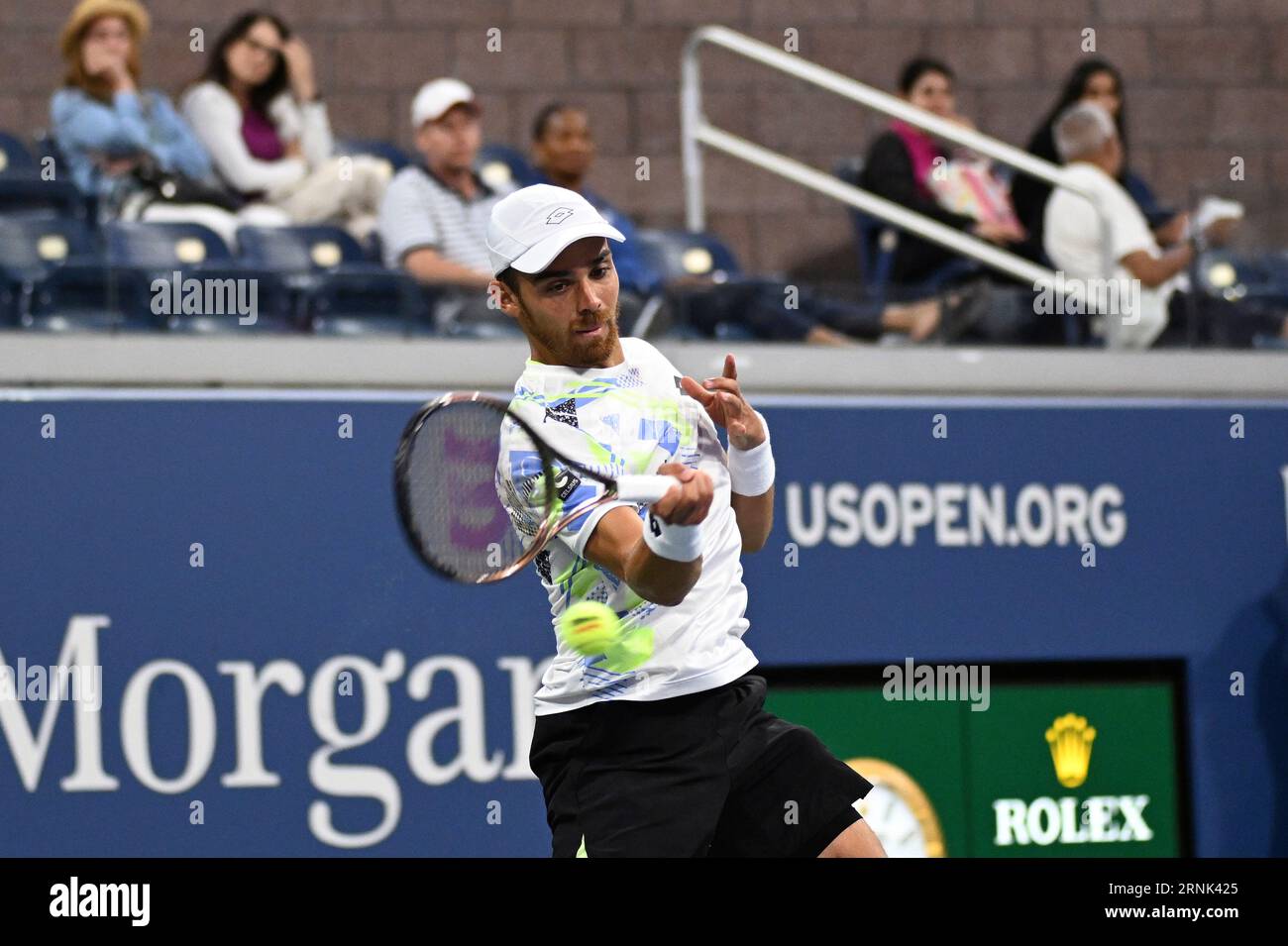 Benjamin Bonzi in action during a men's singles match at the 2023 US ...