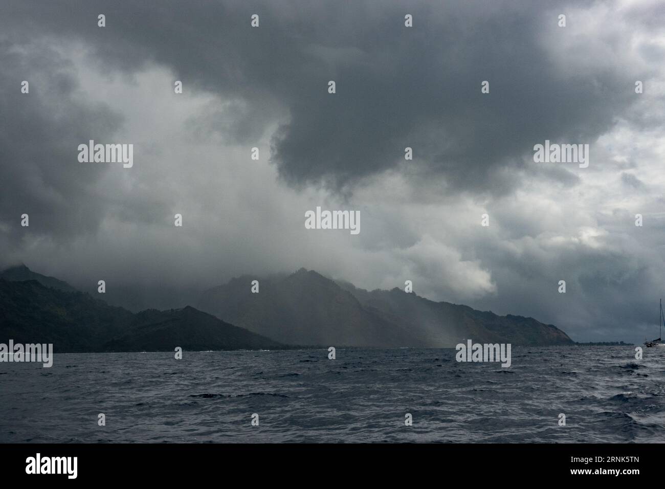 Moorea, French Polynesia. 28th Aug, 2023. Clouds over the island of ...