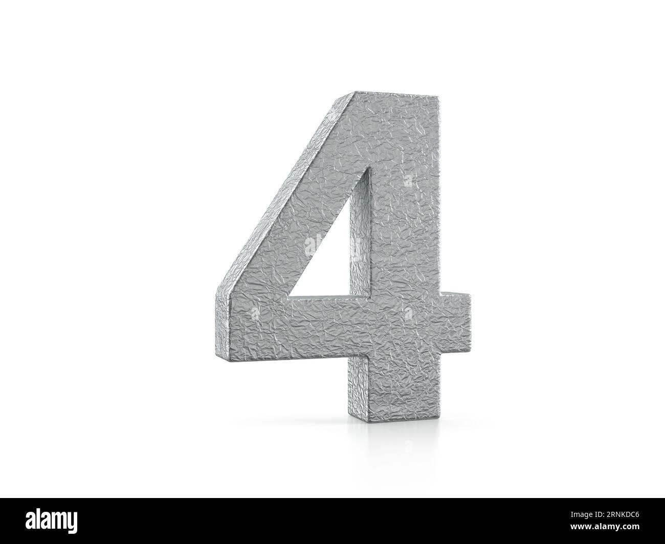 Foil number four on a white background. 3d illustration Stock Photo - Alamy