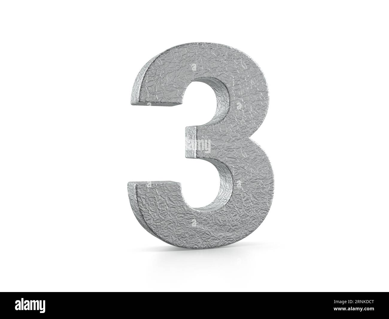 Foil number three on a white background. 3d illustration Stock Photo ...
